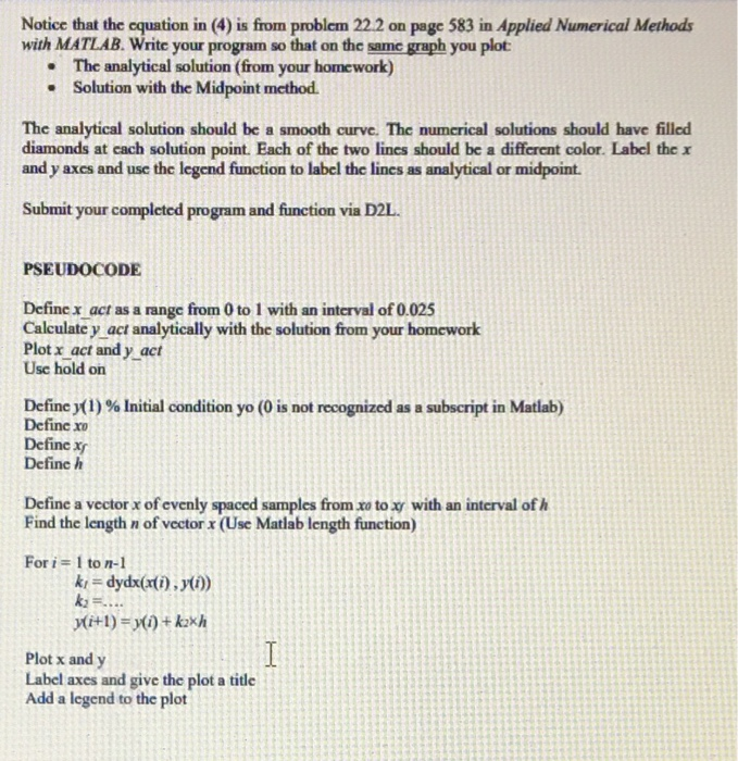 Solved LAB The midpoint method is a second order Runga-Kutta | Chegg.com