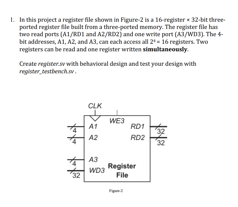 In this project a register file shown in Figure- 2 is | Chegg.com