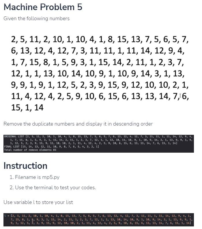 Solved Machine Problem 5 Given the following numbers 2, 5, | Chegg.com