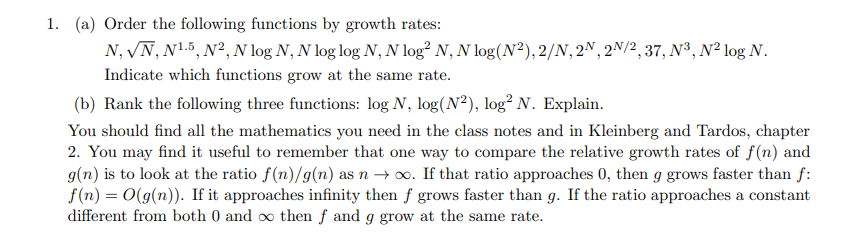 Solved (a) Order the following functions by growth rates: | Chegg.com