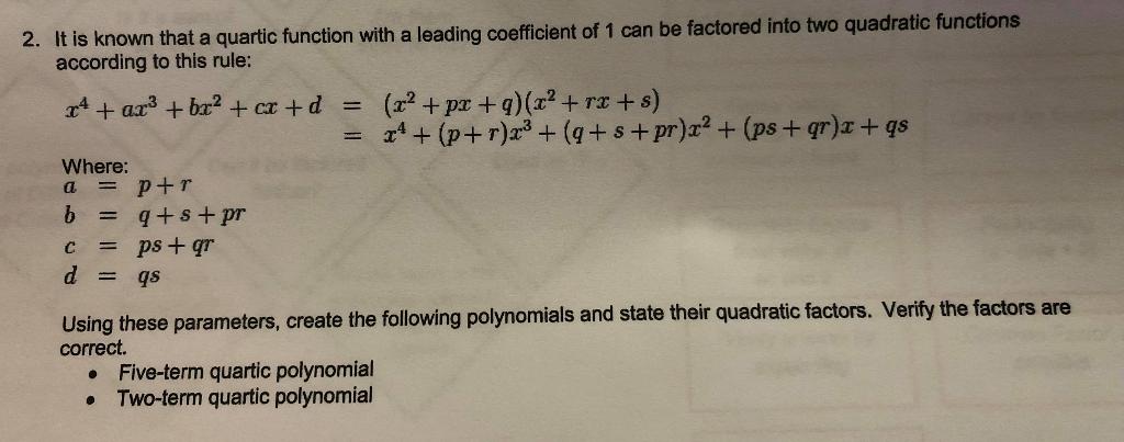 Solved It is known that a quartic function with a leading | Chegg.com