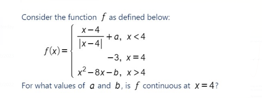 Solved Consider the function f as defined below: | Chegg.com