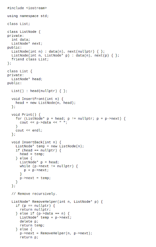 Solved #include using namespace std; class List; class | Chegg.com