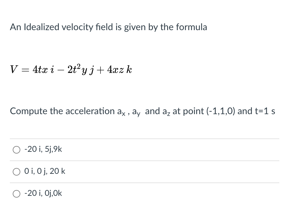 Solved An Idealized velocity field is given by the formula V | Chegg.com