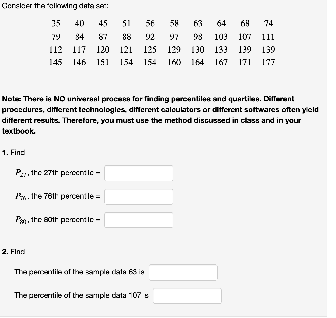 Solved Consider the following data set: Note: There is NO | Chegg.com