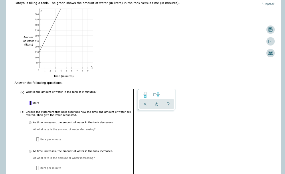 Solved Latoya is filling a tank. The graph shows the amount | Chegg.com