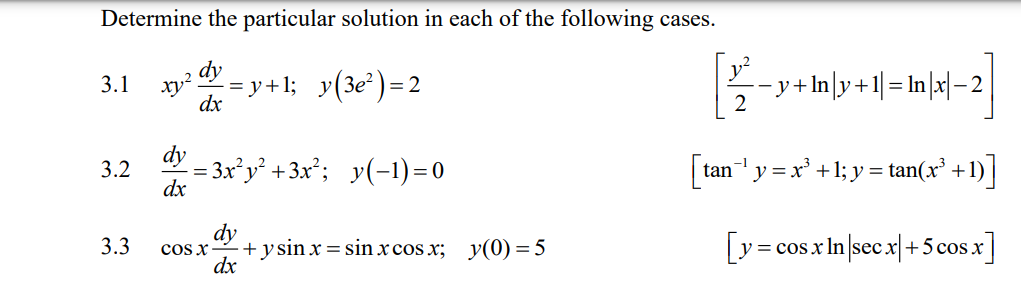 Solved Determine the particular solution in each of the | Chegg.com