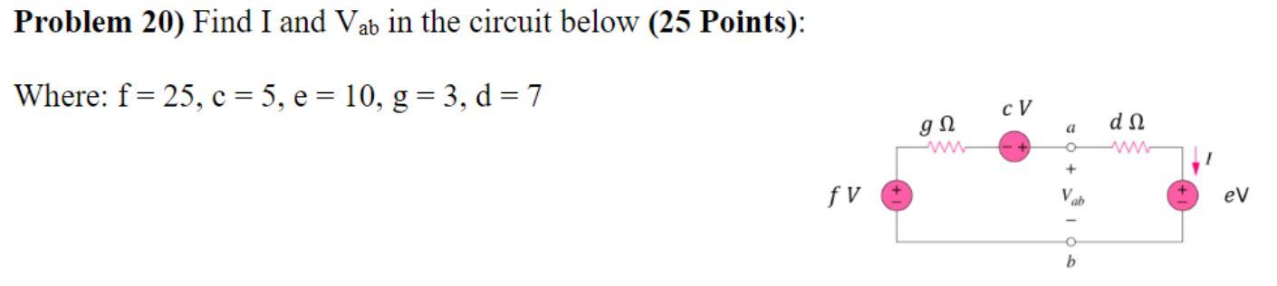 Solved Problem 20) Find I and Vab in the circuit below (25 | Chegg.com