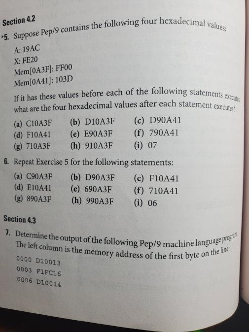 5. Suppose Pep/9 contains the following four | Chegg.com