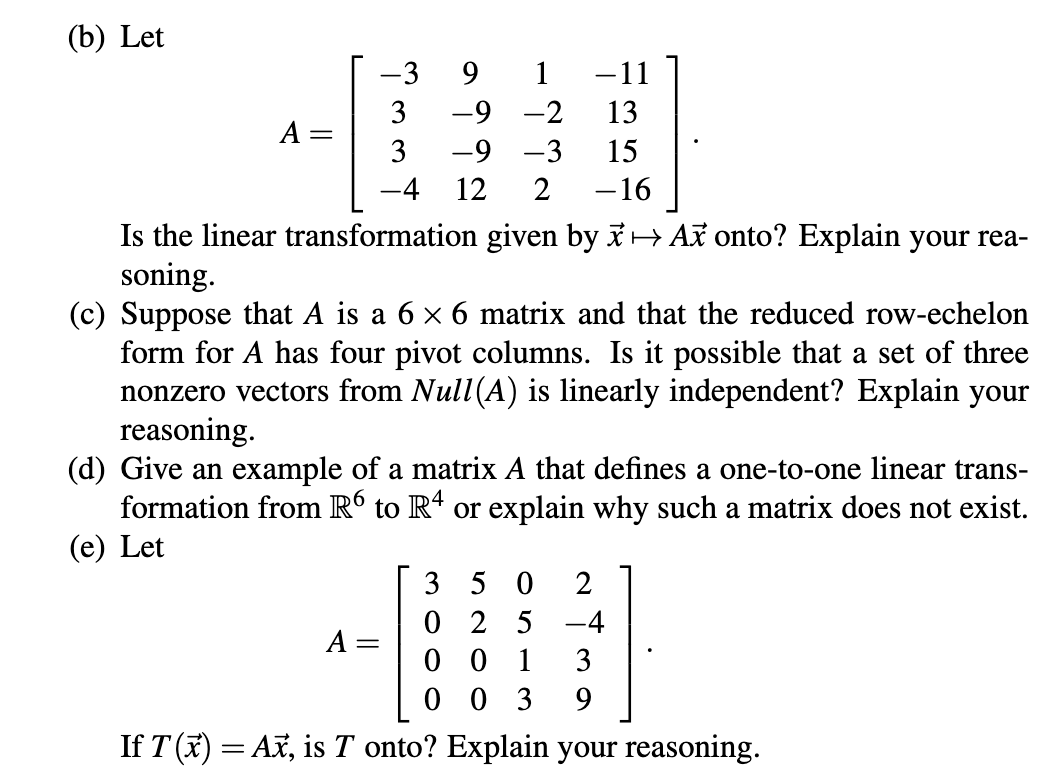 Solved (6) Use the Invertible Matrix Theorem, rank, and | Chegg.com