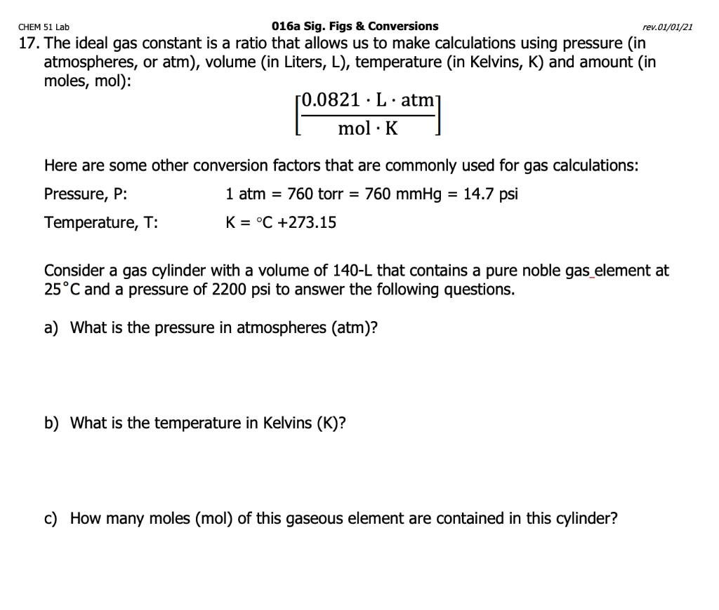 Solved 016a Sig. Figs \& Conversions rev. 01/01/21 17. The | Chegg.com