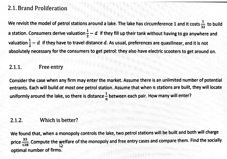 Solved 2.1. Brand Proliferation to build 32 We revisit the | Chegg.com