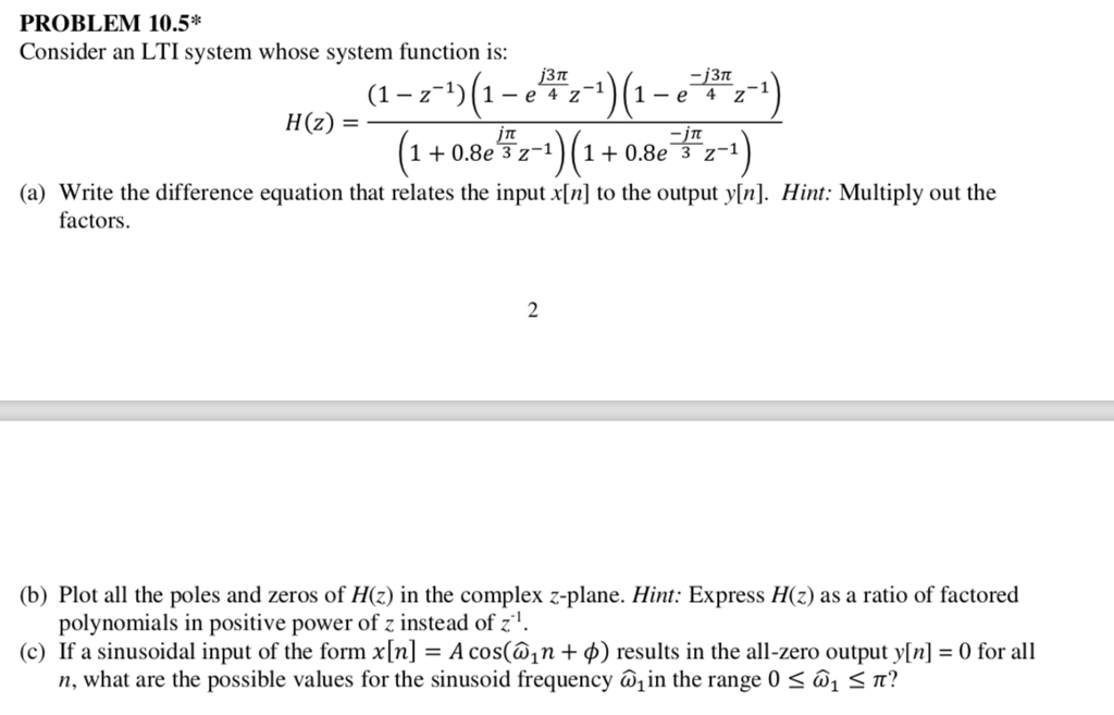Solved Problem 105 Consider An Lti System Whose System 8591