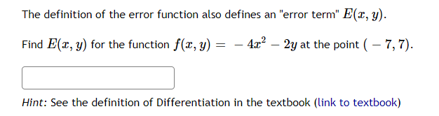 Solved The definition of the error function also defines an | Chegg.com