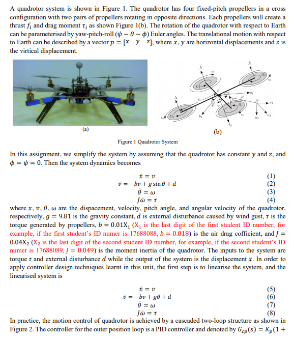 A quadrotor system is shown in Figure 1. The | Chegg.com