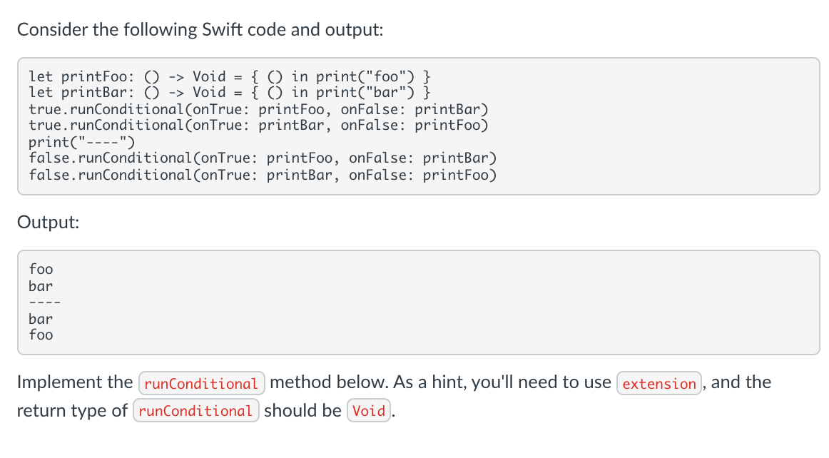 Solved Consider the following Swift code and output: let | Chegg.com