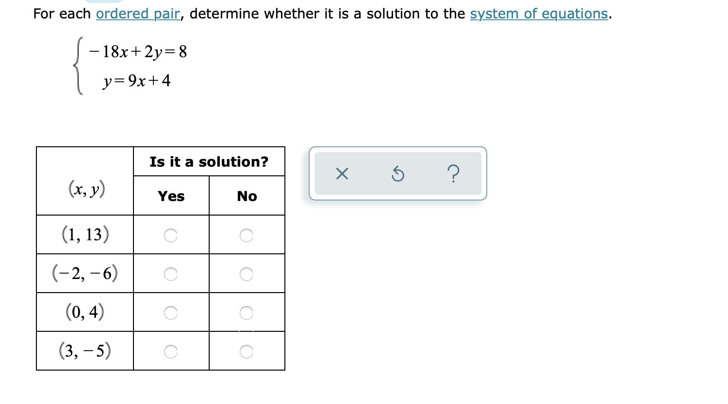 Solved For each ordered pair, determine whether it is a | Chegg.com
