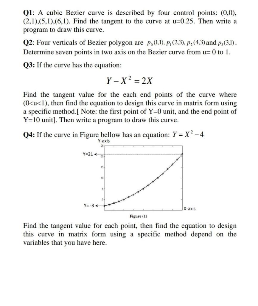 Solved Q1: A cubic Bezier curve is described by four control | Chegg.com