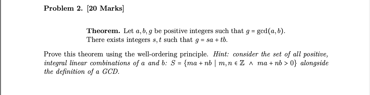 Solved Theorem. Let a,b,g be positive integers such that | Chegg.com