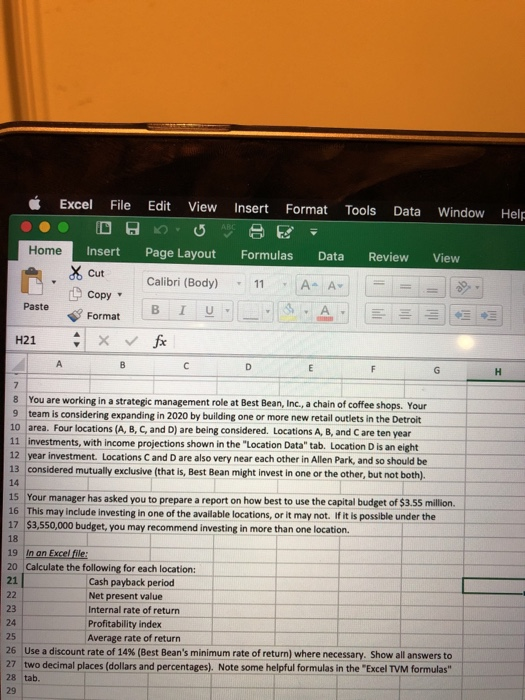 Solved Excel File Edit View Insert Format Tools Data Window | Chegg.com