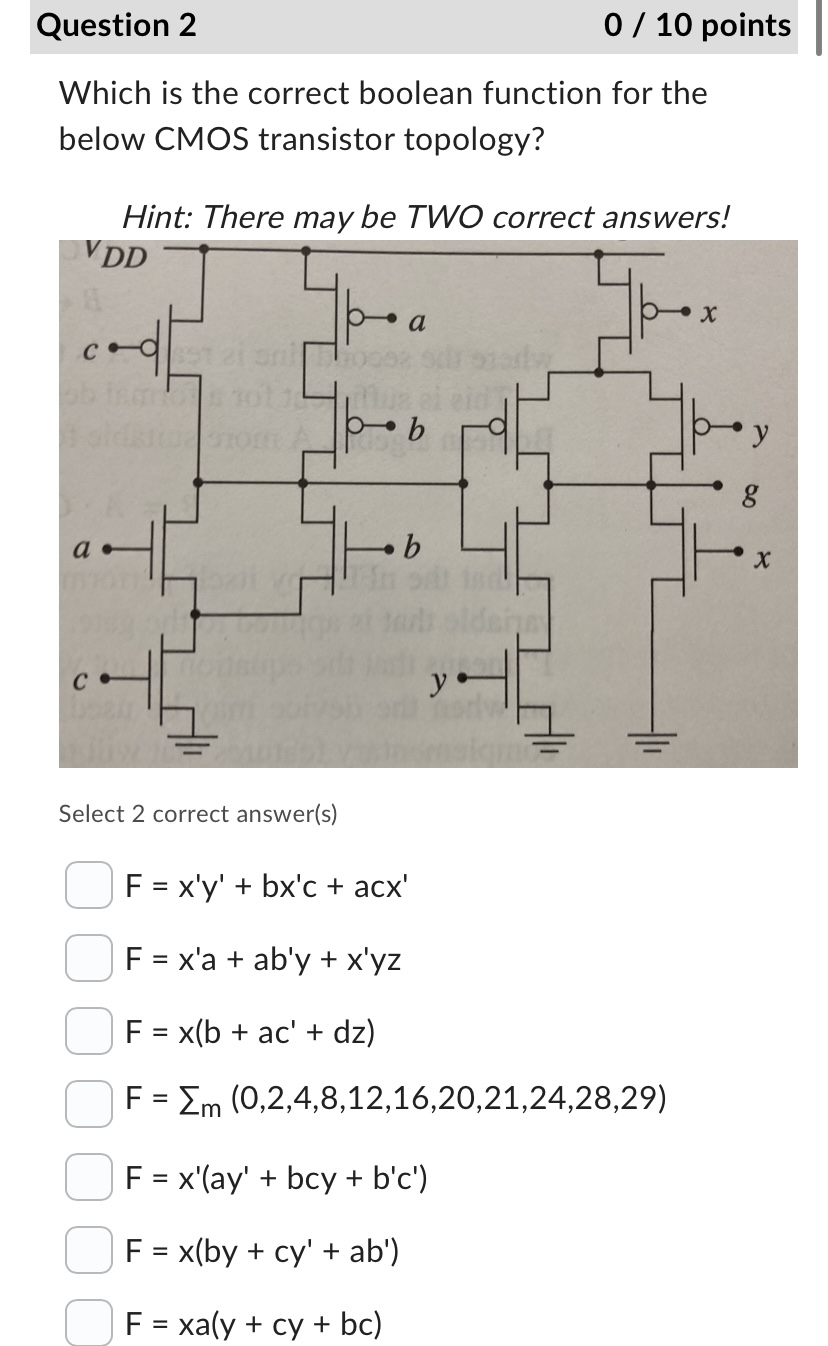 Solved Which is the correct boolean function for the below | Chegg.com