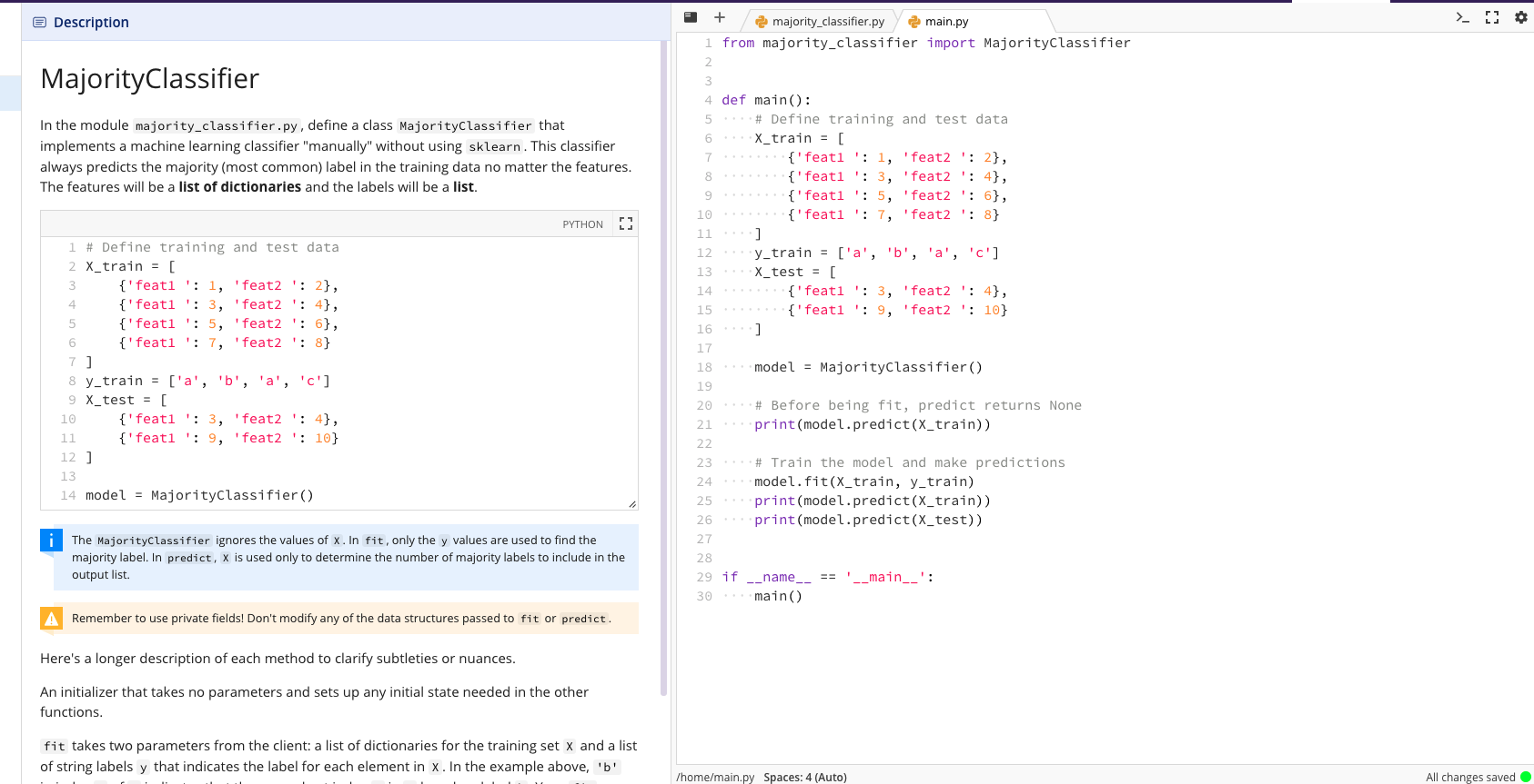 Solved e Description Σ Ε. και MajorityClassifier In the | Chegg.com