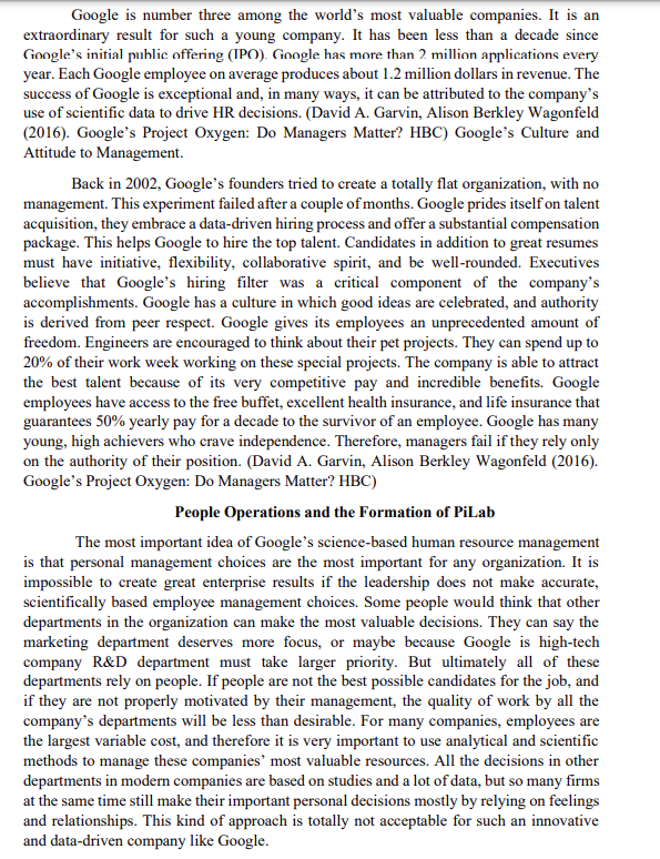 Solved GOOGLE'S PROJECT OXYGEN: DO MANAGERS MATTER? | Chegg.com