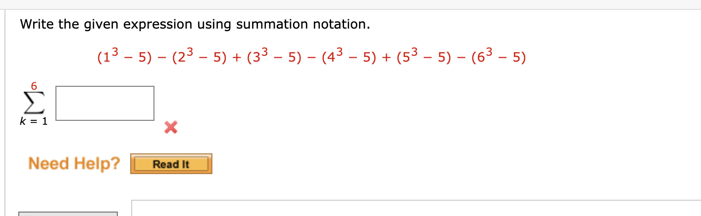 Solved Write the given expression using summation notation. | Chegg.com