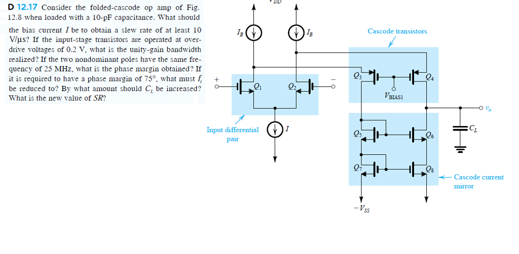Solved D 12.17 Consider the folded-cascode op amp of Fig. | Chegg.com
