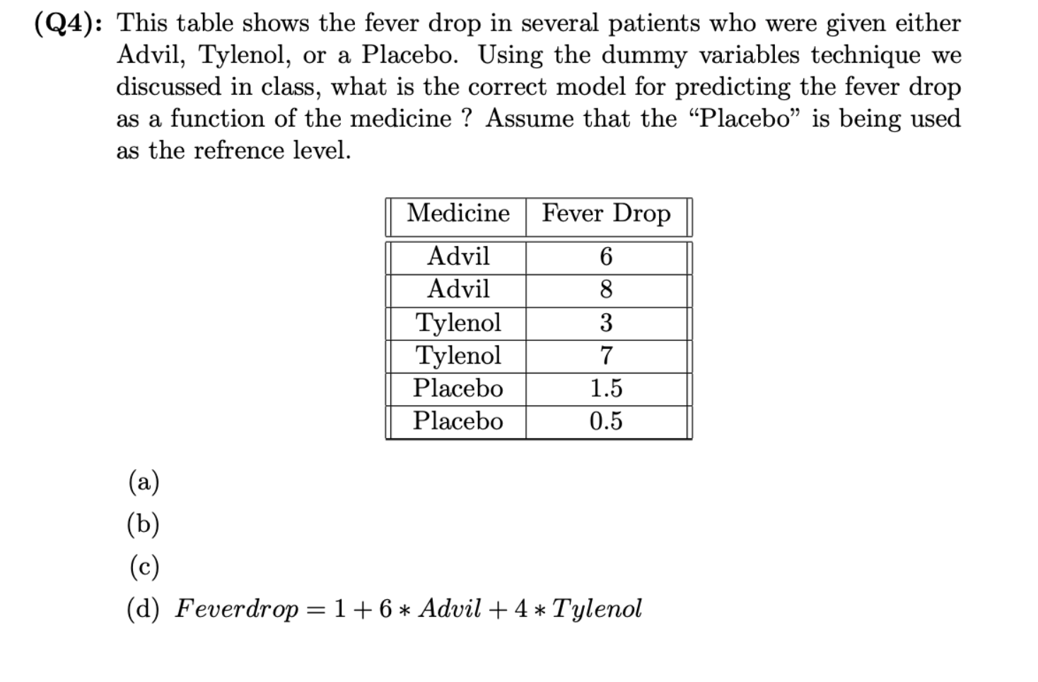 24): This table shows the fever drop in several | Chegg.com