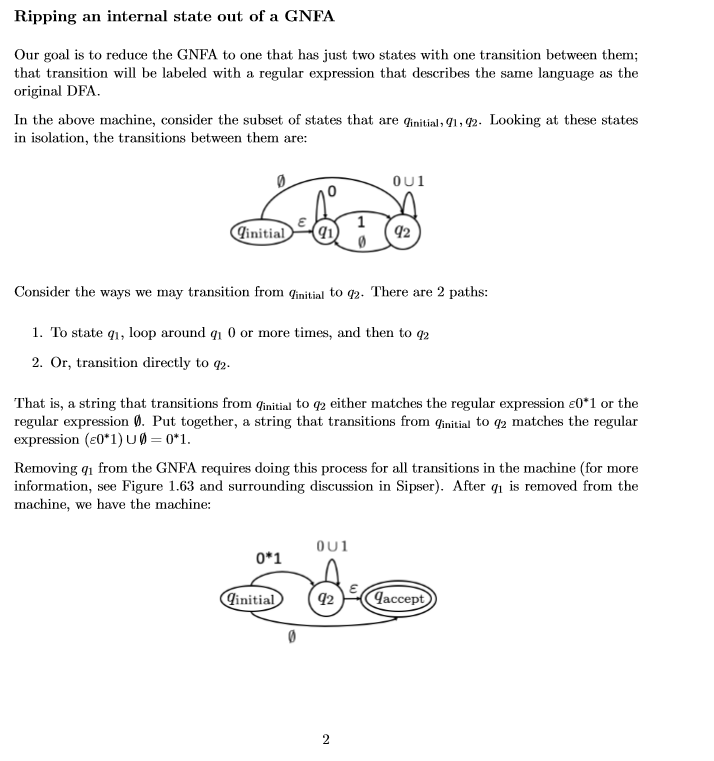 Background on GNFAs: A GNFA (generalized NFA) is an | Chegg.com