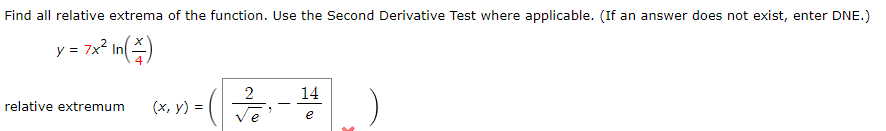Solved Find all relative extrema of the function. Use the | Chegg.com