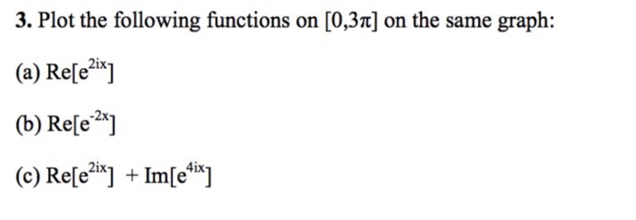 Solved 3. Plot the following functions on [0,3 (a) Re[e2"] | Chegg.com