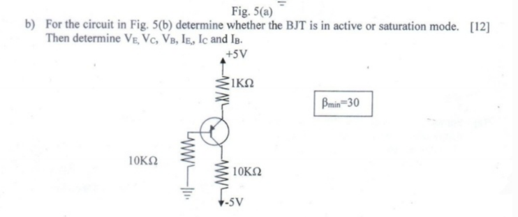 Solved Fig. 5(a) b) For the circuit in Fig. 5(b) determine | Chegg.com