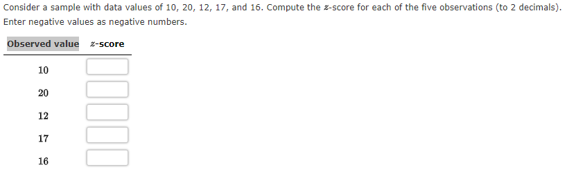 Solved Consider a sample with data values of 10, 20, 12, 17, | Chegg.com