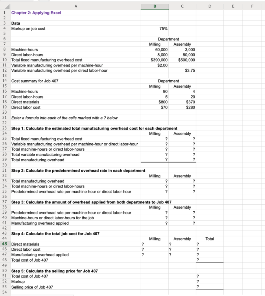 Solved Required information Chapter 2: Applying Excel Step | Chegg.com
