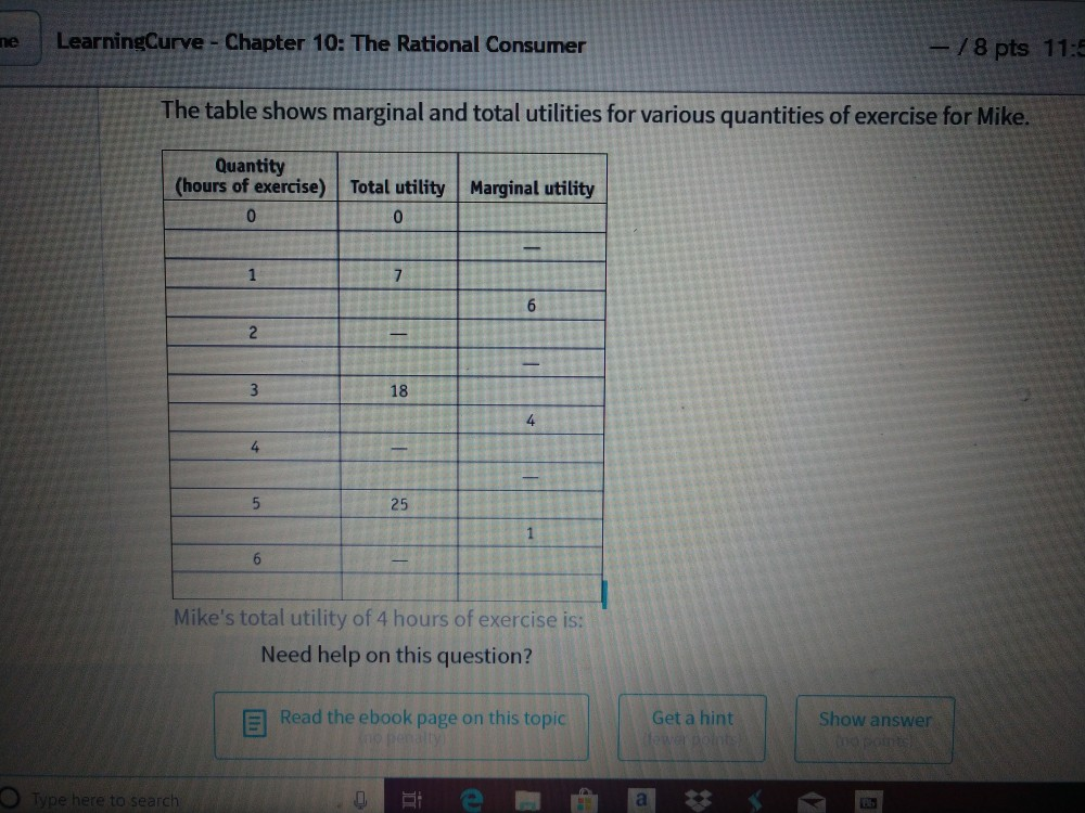 Solved the table shows marginal and total utilities for | Chegg.com