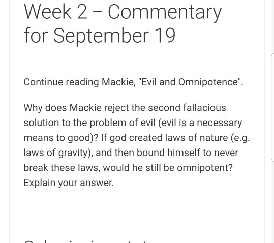 Week 2 - Commentary for September 19 Continue reading | Chegg.com