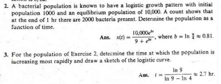 Solved 2. A bacterial population is known to have a logistic | Chegg.com