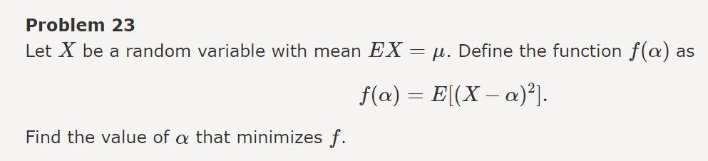 Solved Problem 23 Let X be a random variable with mean EX | Chegg.com
