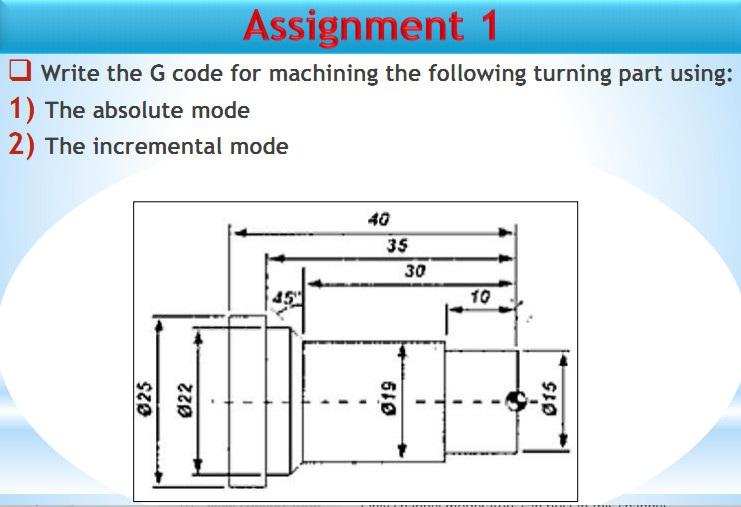Solved Assignment 1 Write the G code for machining the | Chegg.com