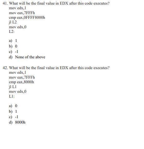Solved 41. What will be the final value in EDX after this | Chegg.com