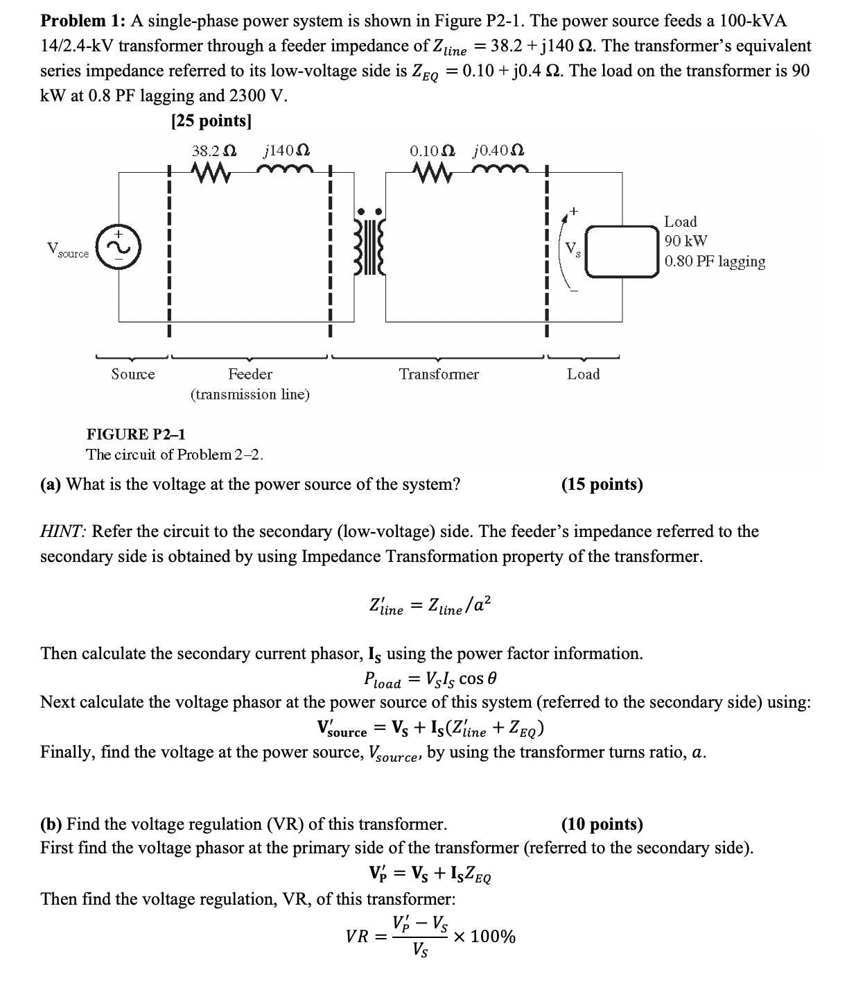 Problem 1: A single-phase power system is shown in | Chegg.com