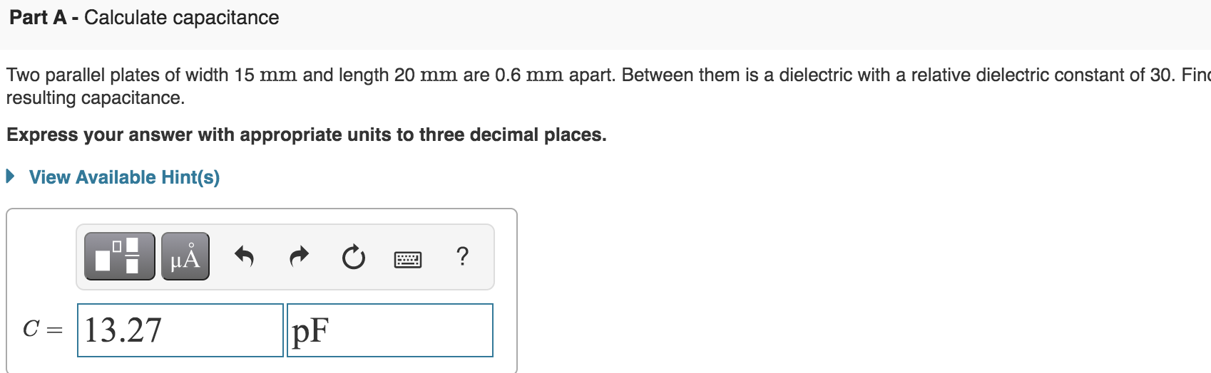 Solved lo calculate the capacitance of an ideal | Chegg.com