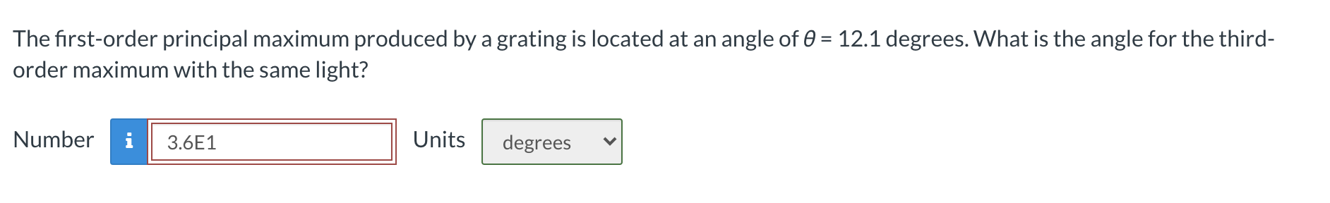 Solved The first-order principal maximum produced by a | Chegg.com