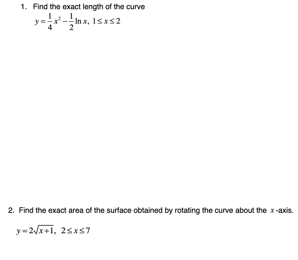 Solved Find the exact length of the curve Find the exact | Chegg.com