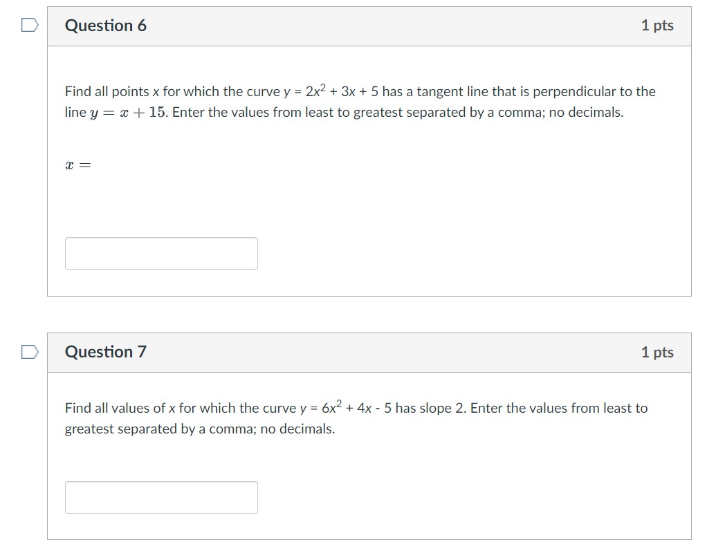 Solved Find all points x for which the curve y=2x2+3x+5 has | Chegg.com