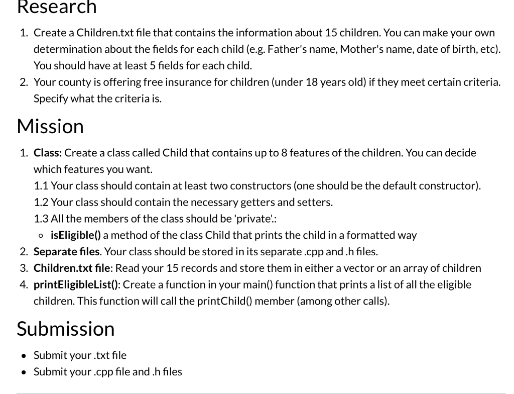 Solved Research 1. Create a Children.txt file that contains | Chegg.com