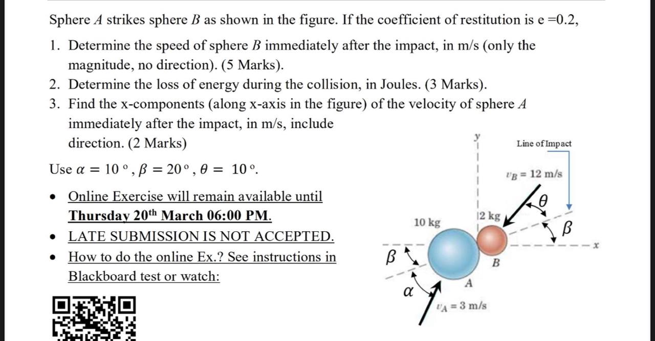 Solved Sphere A strikes sphere B as ﻿shown in ﻿the figure. | Chegg.com