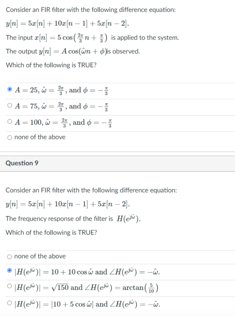 Solved Consider an FIR filter with the following difference | Chegg.com